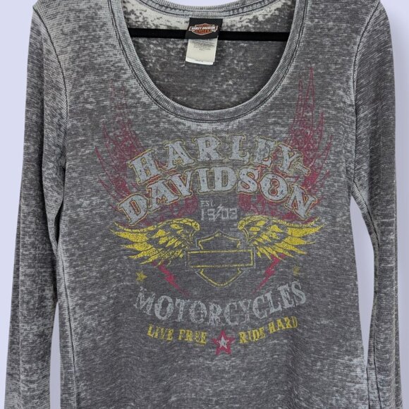 Harley-Davidson | Tops | Harley Davidson Distressed Ls Top | Poshmark